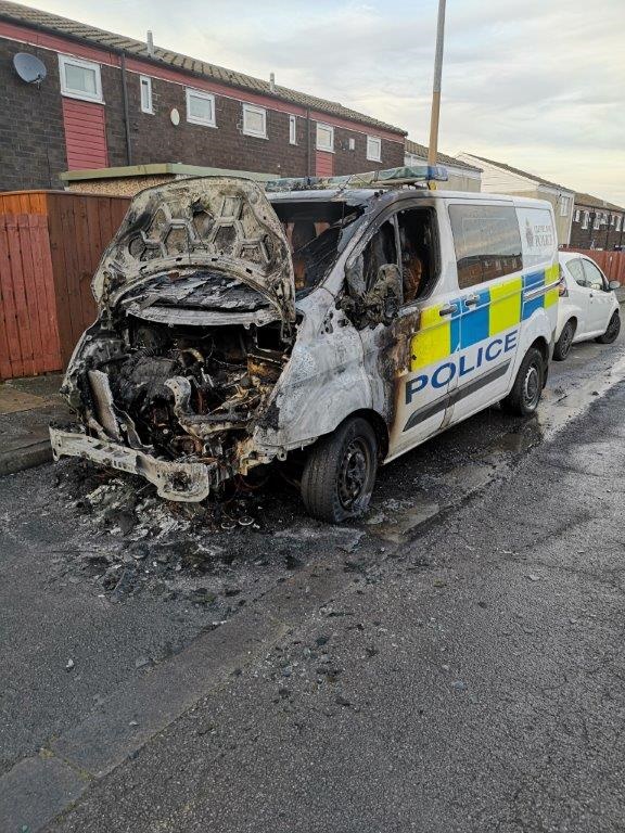 Police Van Destroyed in Arson Attack in Middlesbrough | Cleveland Police